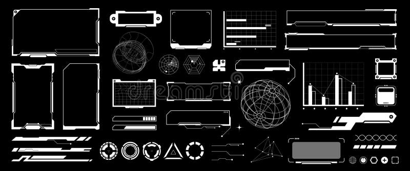 Futuristic Cyber Line Vector, Black Cyberpunk Layout Style, Tech Border ...