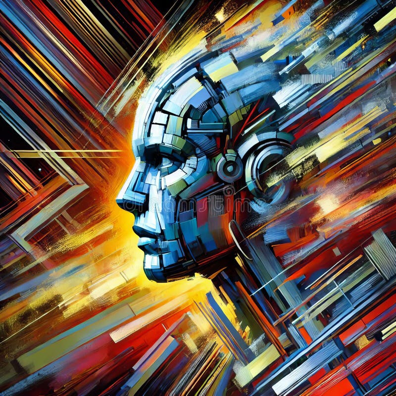 Futurist Portrait Dynamic Energetic and Celebrating the Speed a Stock ...