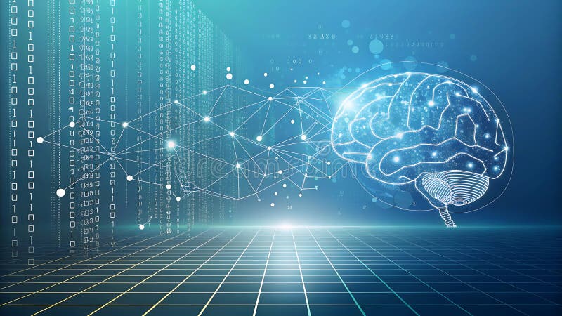 Futuristic Abstract Ai Interface with Digital Brain and Network Design ...