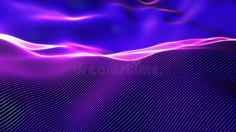 Futuristic Abstract Animation Background: 3D Ultraviolet Sound Waves ...