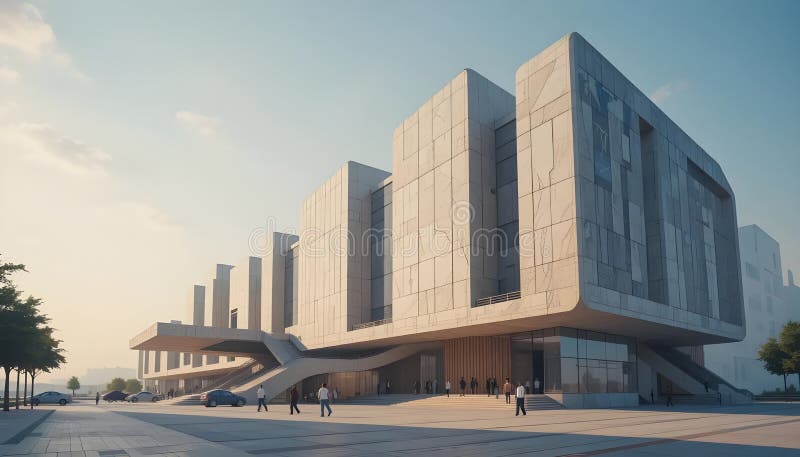 Futuristic Abstract Architecture Design with Geometric Shapes and ...