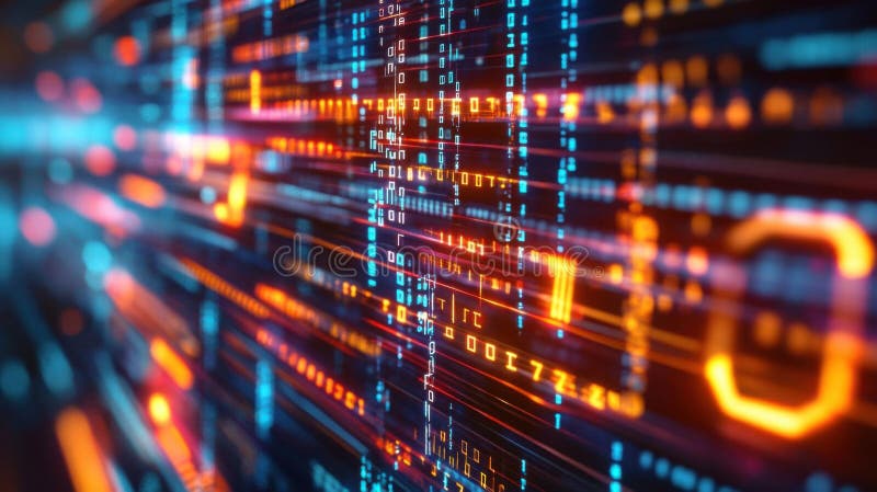 Futuristic Abstract Background with Binary Code. 3D Rendering Stock Illustration - Illustration ...