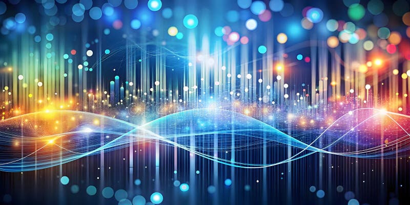 Futuristic Abstract Background with Bright Digital Lines and Dots ...