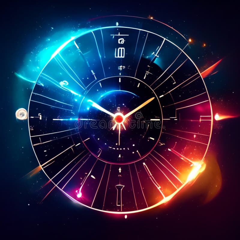 Futuristic Clock Face on a Dark Background. Vector Illustration Stock ...