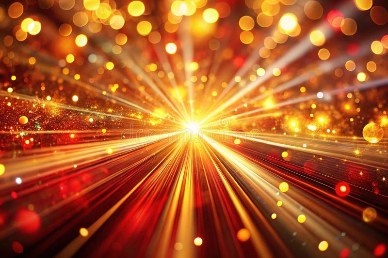 Futuristic Abstract Background Design Golden and Red Light Rays in ...