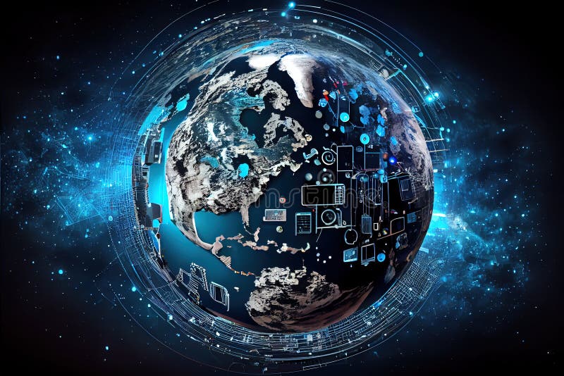 Futuristic Abstract Background. the Earth is Connected by the Global ...