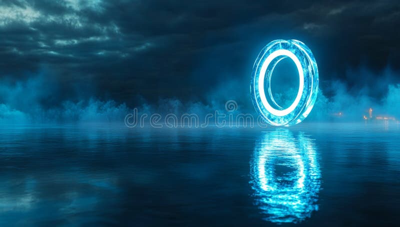 Futuristic Abstract Background Featuring Glowing Blue Rings Advanced ...