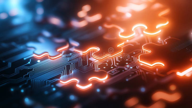 Futuristic Abstract Background Featuring Glowing Puzzle Pieces and ...