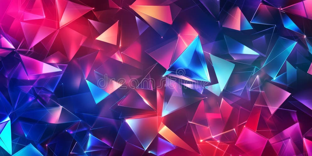 A Futuristic Abstract Background Featuring Neon-lit Triangular Prisms ...