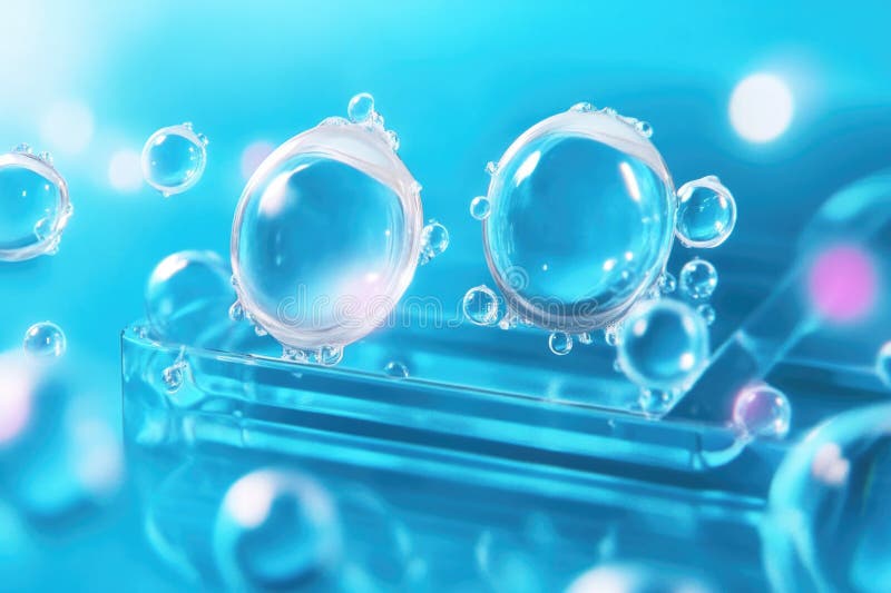 Futuristic Abstract Background with Glass Elements and Floating Bubbles ...