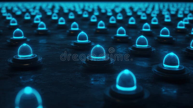 Futuristic Abstract Background with Glowing Blue Dome Shapes on Dark ...