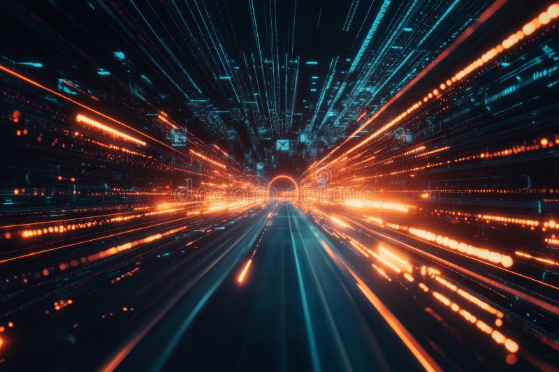 Futuristic Abstract Background with Glowing Light Trails and Speed ...