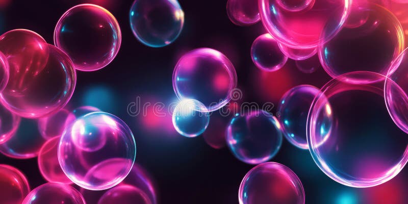 A Futuristic Abstract Background with Glowing, Refractive Neon Orbs ...