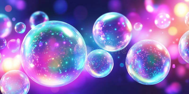 A Futuristic Abstract Background with Glowing, Refractive Neon Orbs ...