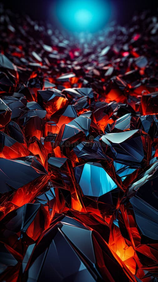 Futuristic Abstract Background with Low Poly Shapes, Glowing Particles ...