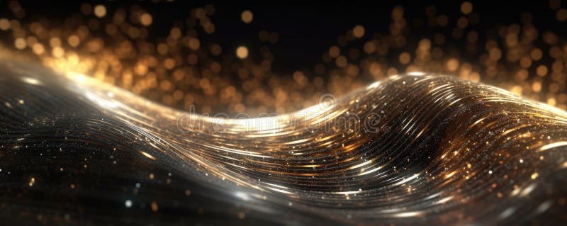 Futuristic Abstract Background with Metallic Waves and Shimmering ...