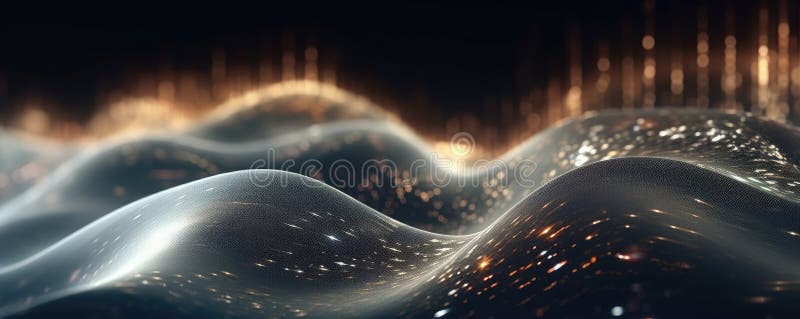 Futuristic Abstract Background with Metallic Waves and Shimmering ...