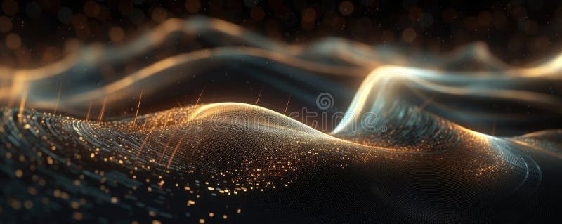 Futuristic Abstract Background with Metallic Waves and Shimmering ...