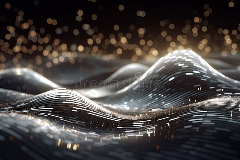 Futuristic Abstract Background with Metallic Waves and Shimmering ...