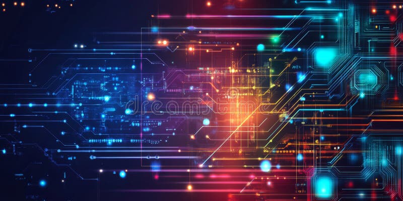 A Futuristic Abstract Background with Neon Colors and Digital Patterns ...