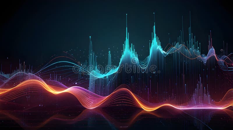 A Futuristic Abstract Background with Pulse-like Digital Waves Stock ...