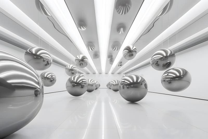 Futuristic Abstract Background with Reflective Metallic Spheres ...