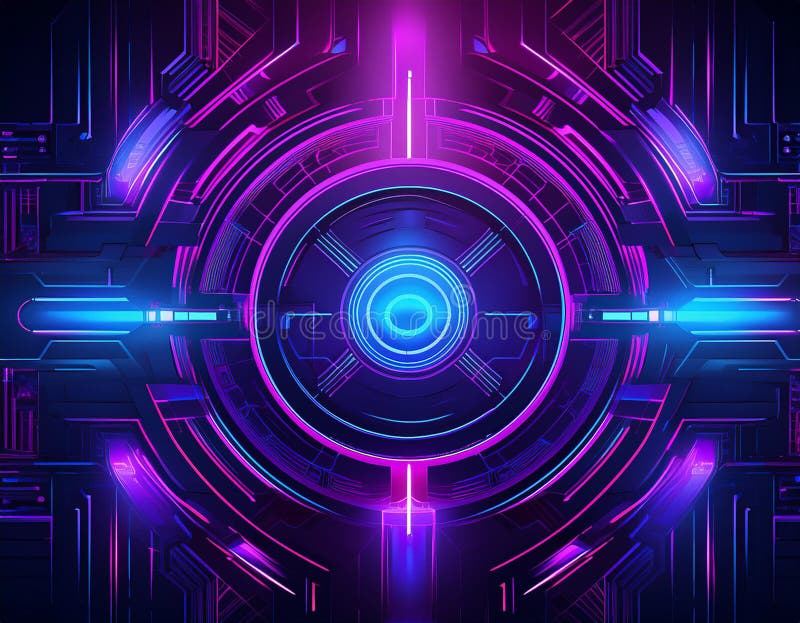 Futuristic Abstract Background with Tech Elements and Neon Lights Stock ...