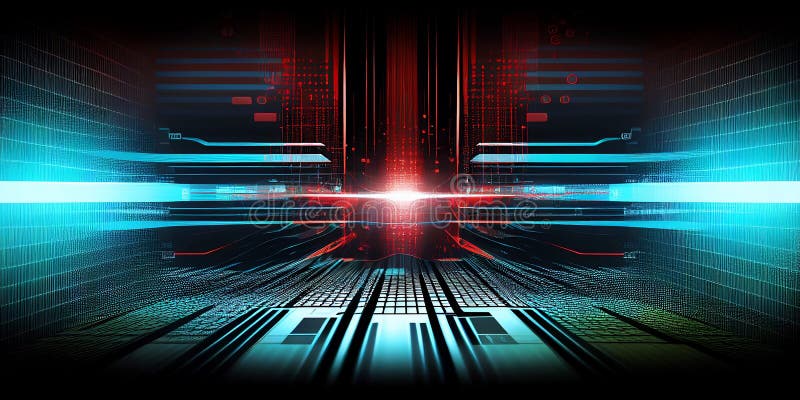 Futuristic Abstract Background. Wide Horizontal Screen Banner. Computer Technology, Artificial ...