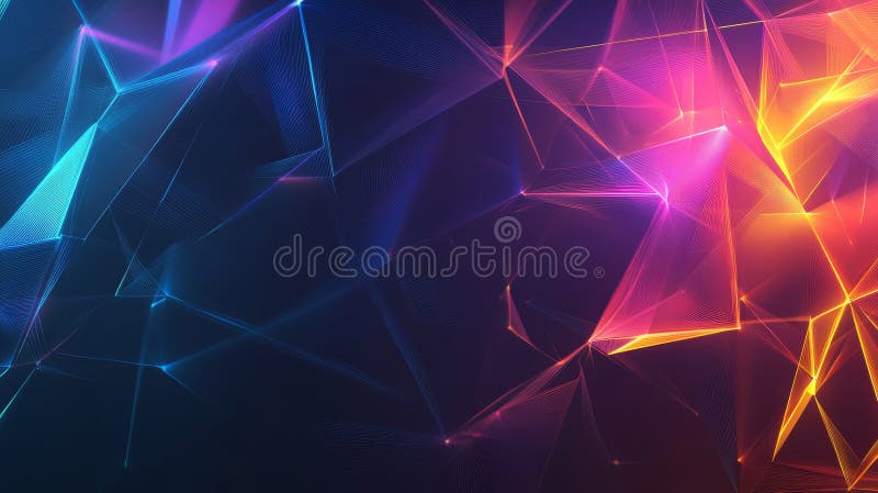 Futuristic Abstract Banner with Glowing Low Polygon Spiral Pattern and ...