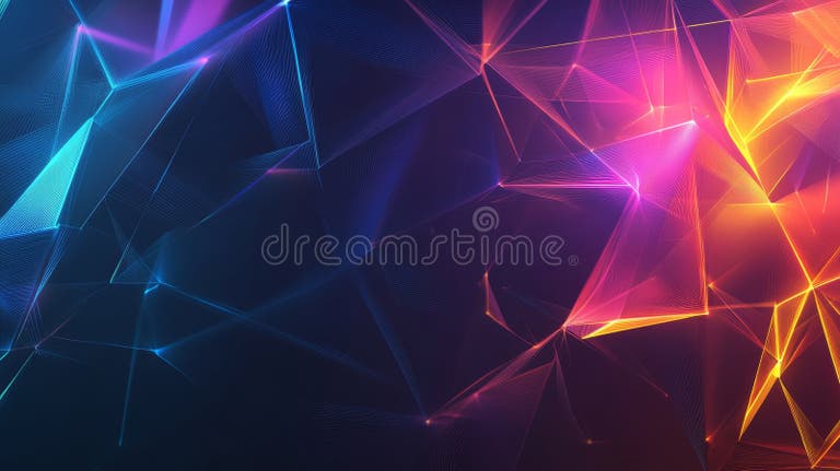 Futuristic Abstract Banner with Glowing Low Polygon Spiral Pattern and ...