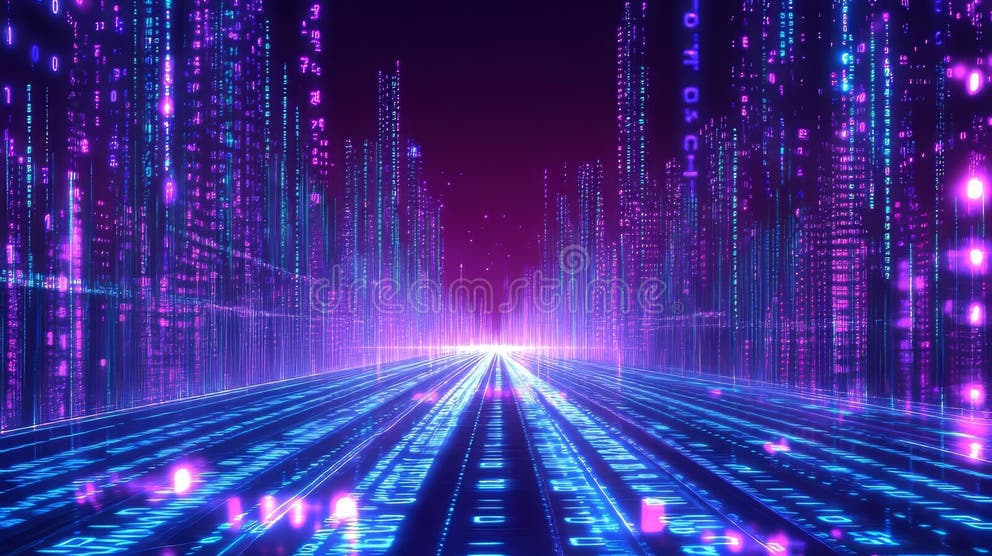 A Futuristic Abstract Binary Background Featuring Falling Zeros and ...