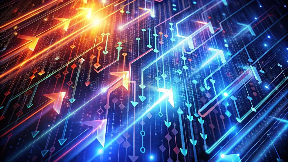 Futuristic Abstract Binary Code Arrows A Dynamic Visual Representation Of Digital Data Flow And