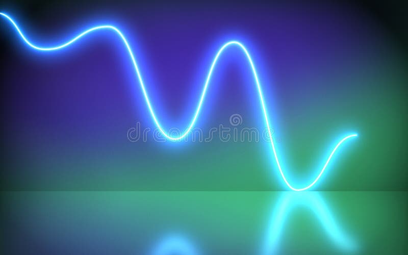 Futuristic Abstract Blue and Green Neon Wave Motion Light Shapes on ...