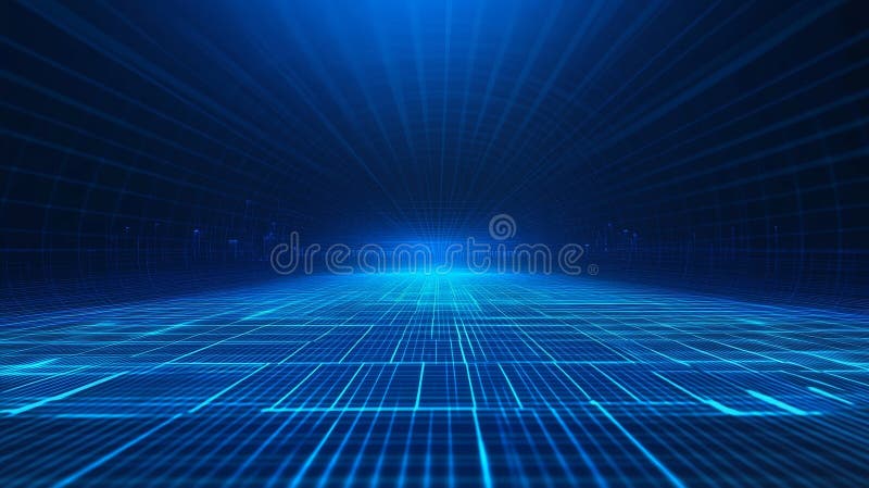 Futuristic Abstract Blue Grid Background with Dynamic Lighting and High ...