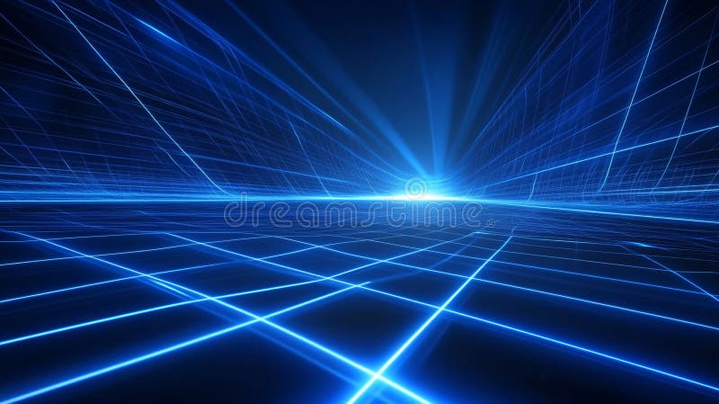 Futuristic Abstract Blue Grid Perspective Background with Dynamic ...