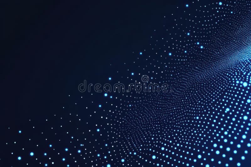 Futuristic Abstract Blue Pixel Dots and Wave Lines Vector Illustration ...