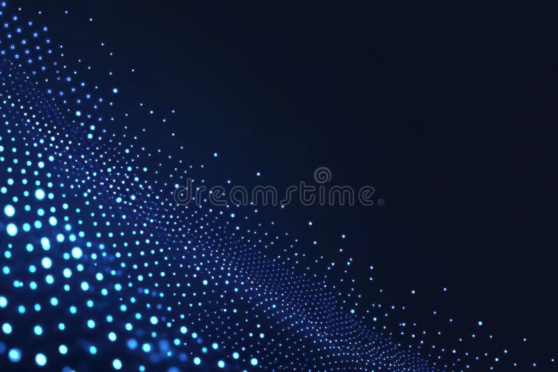 Futuristic Abstract Blue Pixel Dots and Wave Lines Vector Illustration ...