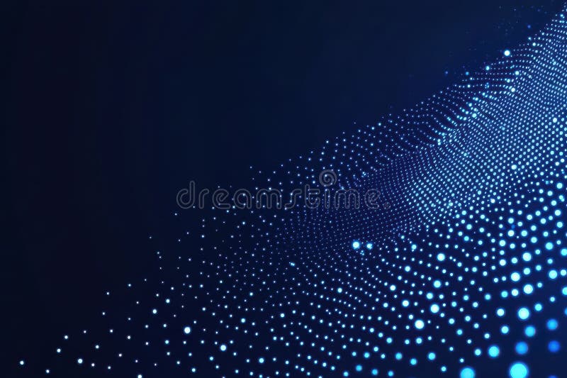 Futuristic Abstract Blue Pixel Dots and Wave Lines Vector Illustration ...