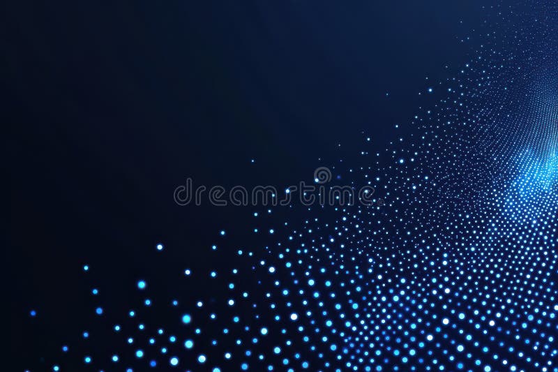 Futuristic Abstract Blue Pixel Dots and Wave Lines Vector Illustration ...