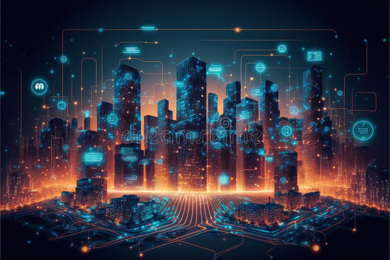 Futuristic Abstract City a Hub of Technology and Progress. Metaverse ...