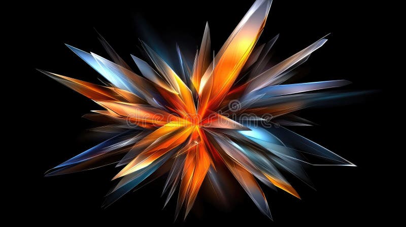 Futuristic Abstract Crystal Shards Neon Explosion on Black Background Stock Illustration ...