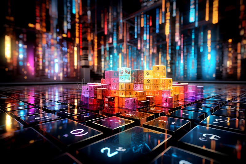 Futuristic Abstract Cyberspace with Binary Code, Digit Matrix ...