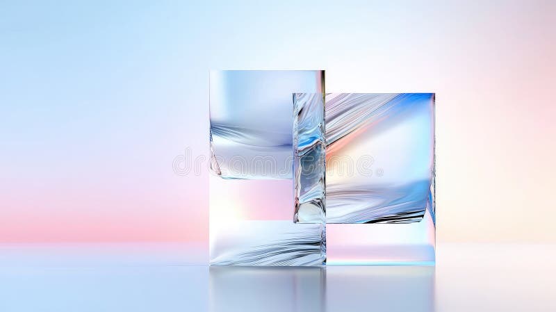 Futuristic Abstract 3D Geometric Crystal Blocks with Glass Texture Stock Illustration ...