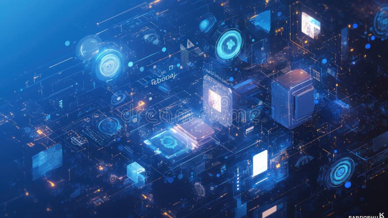 A Futuristic Abstract 3D Illustration of a Complex Network of ...