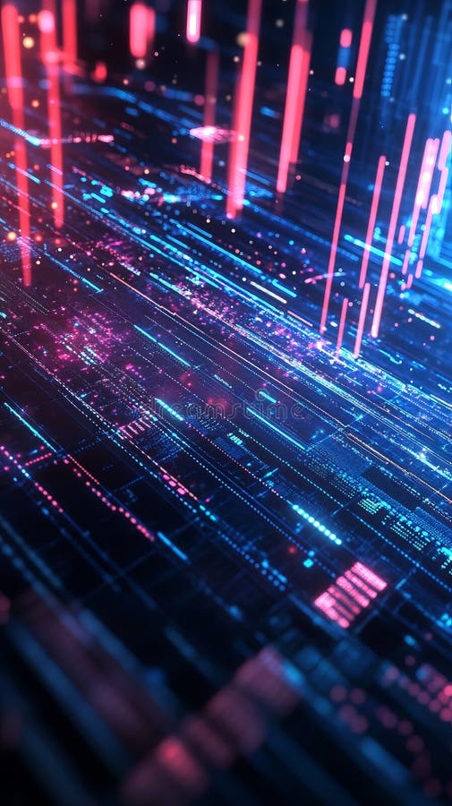 Futuristic Abstract Data Stream with Neon Lines and Lights Stock ...