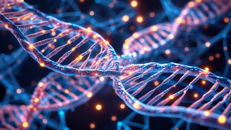 DNA and Neural Network Fusion in Futuristic Style Stock Illustration ...