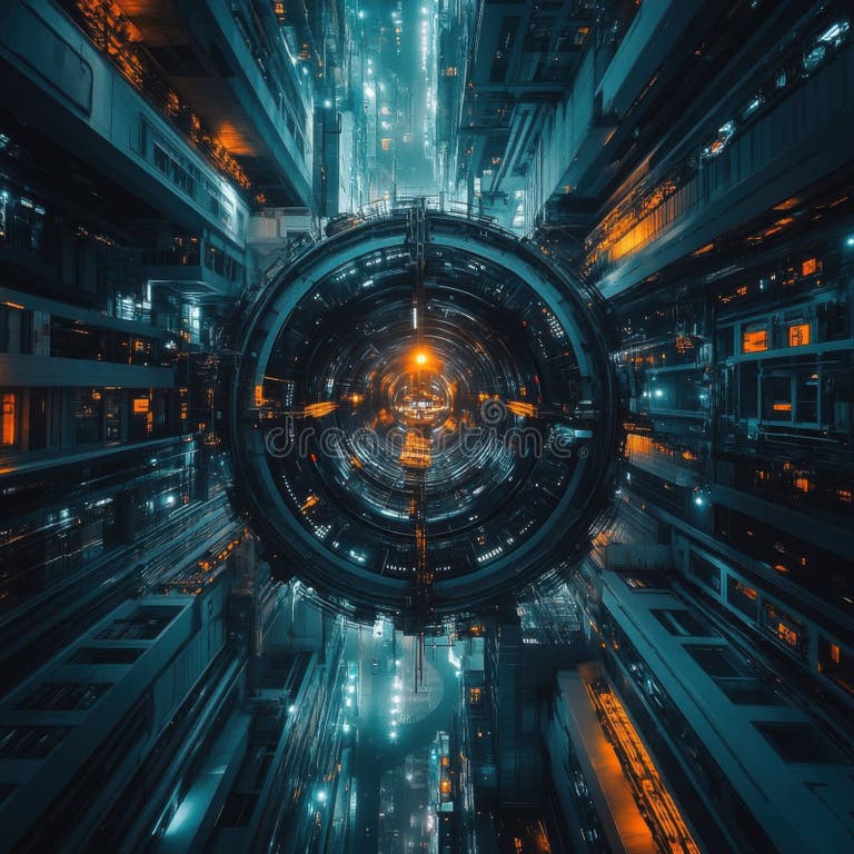 Futuristic Abstract Design with Cylindrical Structure and Neon Lights ...