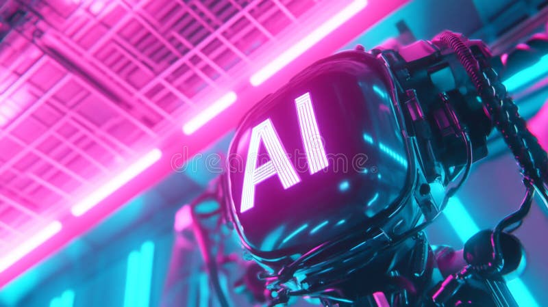 Futuristic Abstract Design Featuring Bold AI Text in Neon Lights, Ideal ...