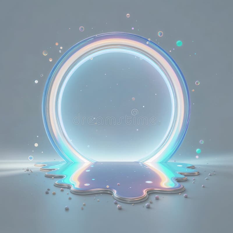 Futuristic Abstract Design with Glowing Iridescent Portal Stock ...
