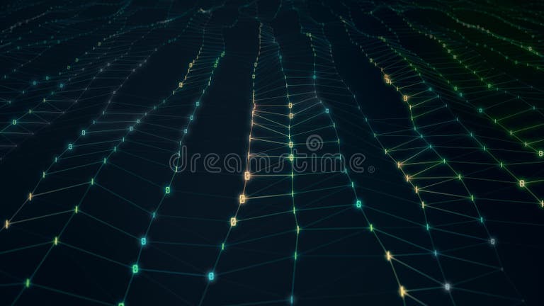 Futuristic Abstract Digital Binary Bright Surface Wave with Field of ...